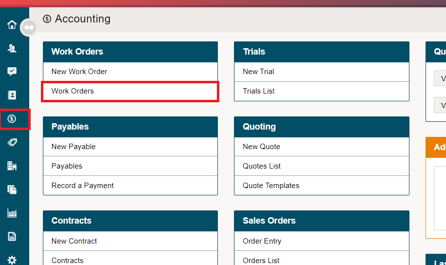 How to View All Work Orders – Global Office Software