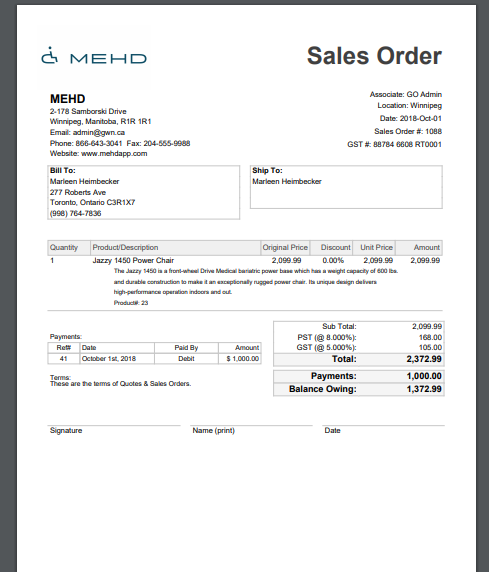 Printing a Sales Order – Global Office Software