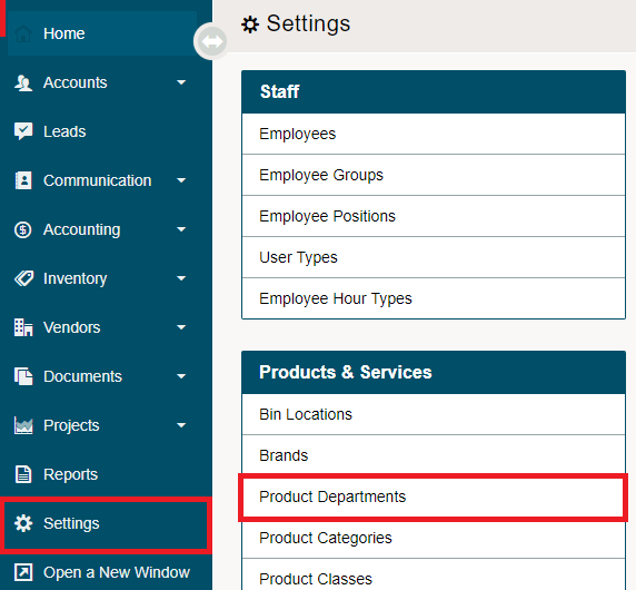 How to create Product Departments – Global Office Software