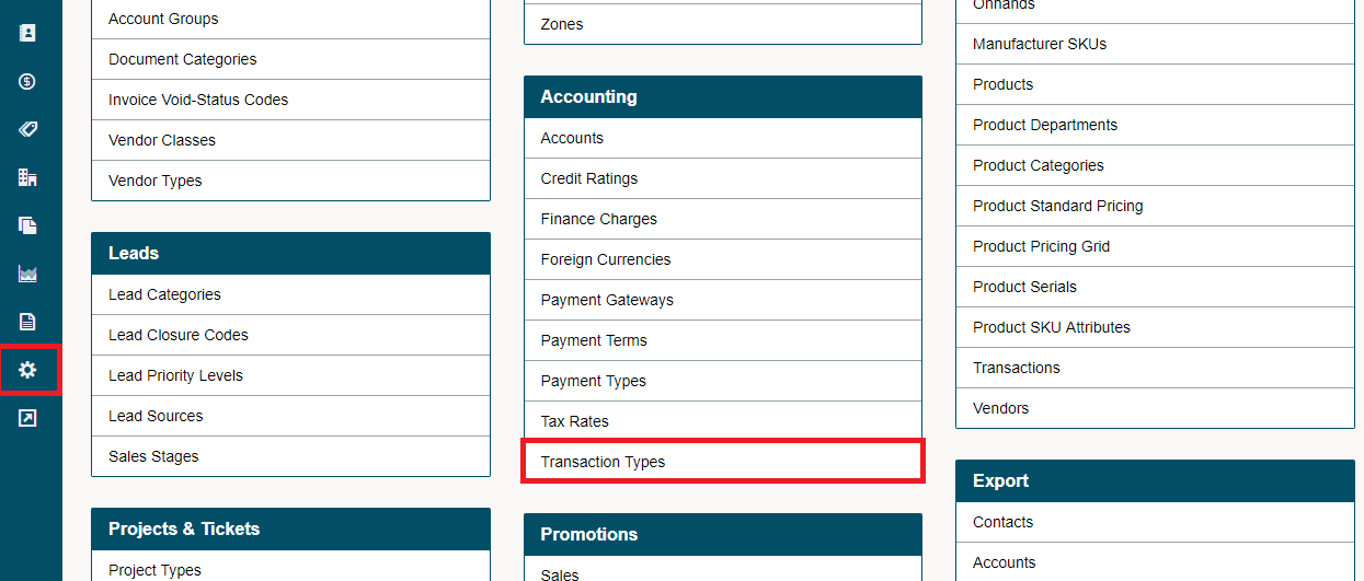 How to Set Up Transaction Types – Global Office Software