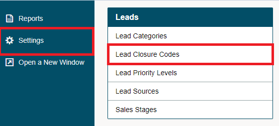 Lead Closure Codes – Global Office Software
