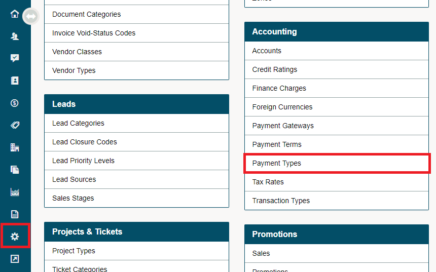 Payment Types – Global Office Software