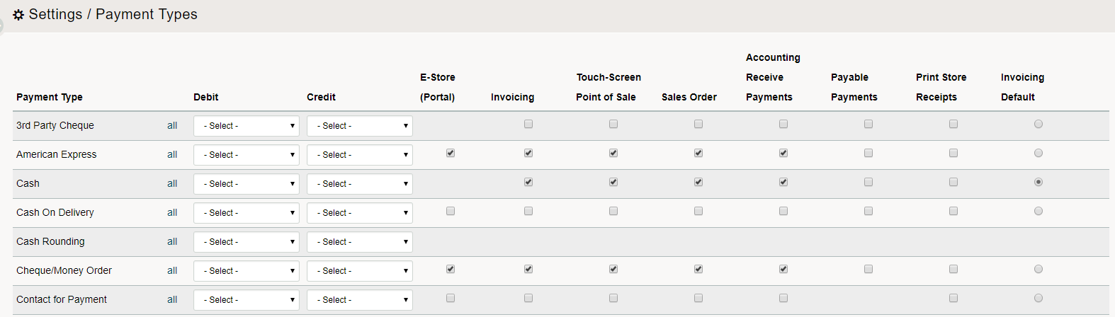 Payment Types – Global Office Software