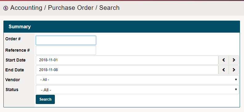 Purchase Order Search / Batch Order Search – Global Office Software