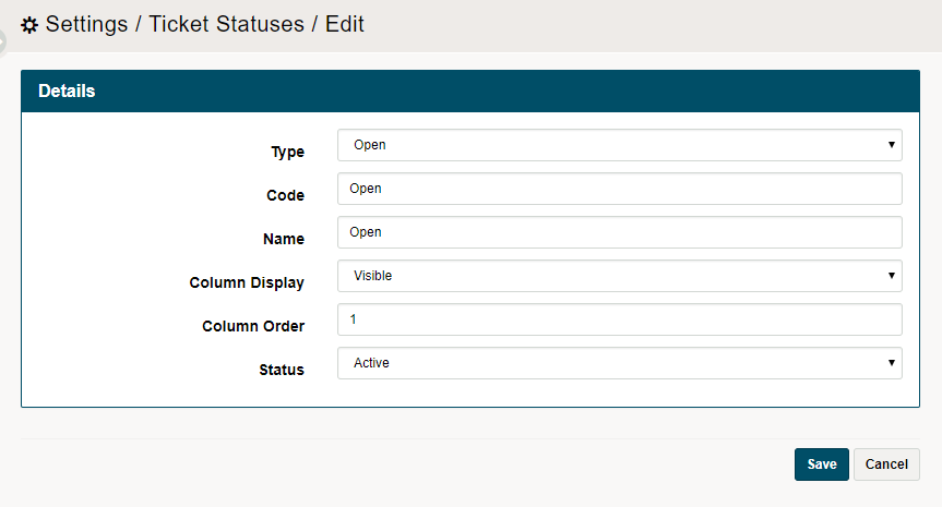 Settings - Projects & Tickets - Ticket Statuses – Global Office Software