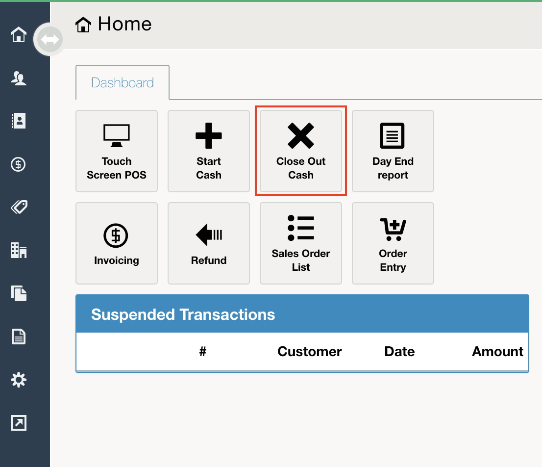 POS: Close Cash from Cashier Dashboard – Global Office Software