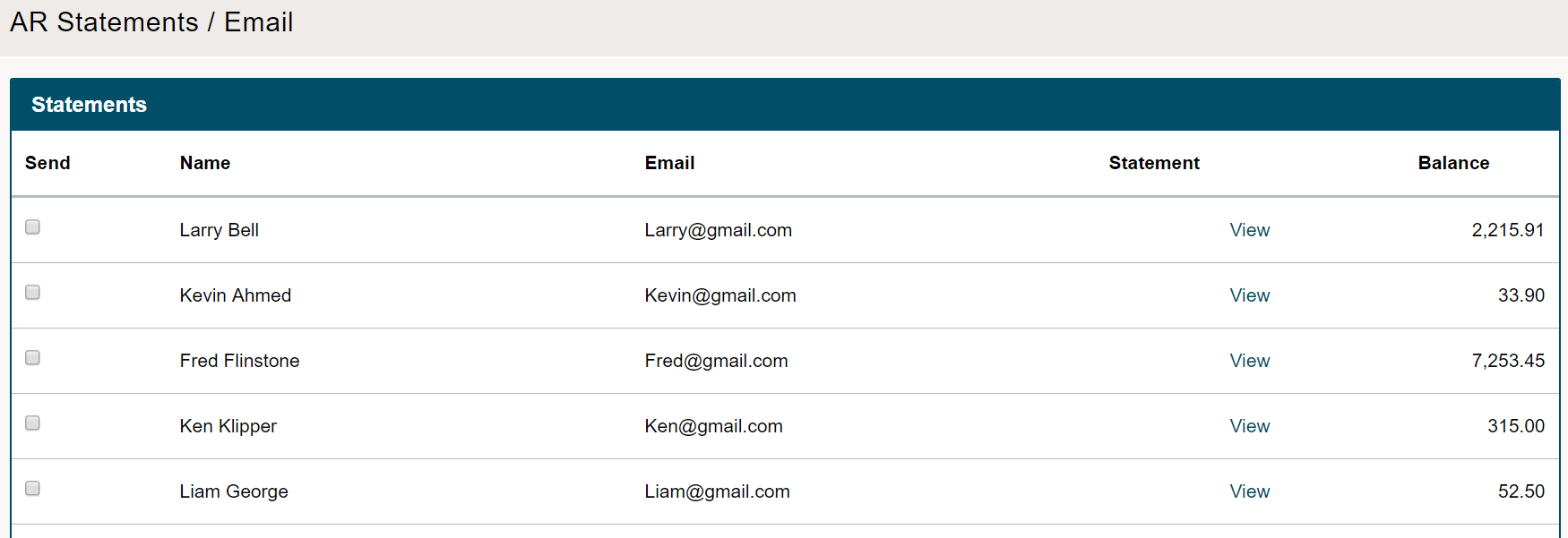 Email AR Statements – Global Office Software