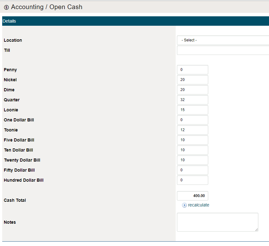 POS: Start Cash from Cashier Dashboard – Global Office Software